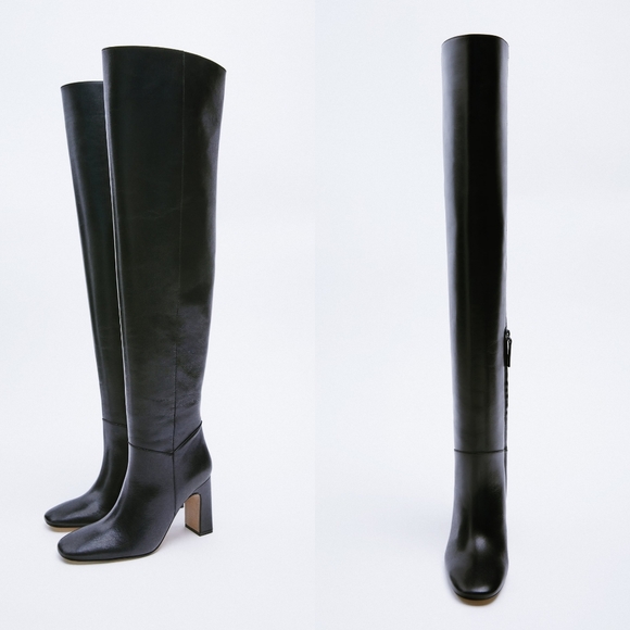 Zara | Shoes | Zara Overtheknee Thigh High Leather Boots | Poshmark